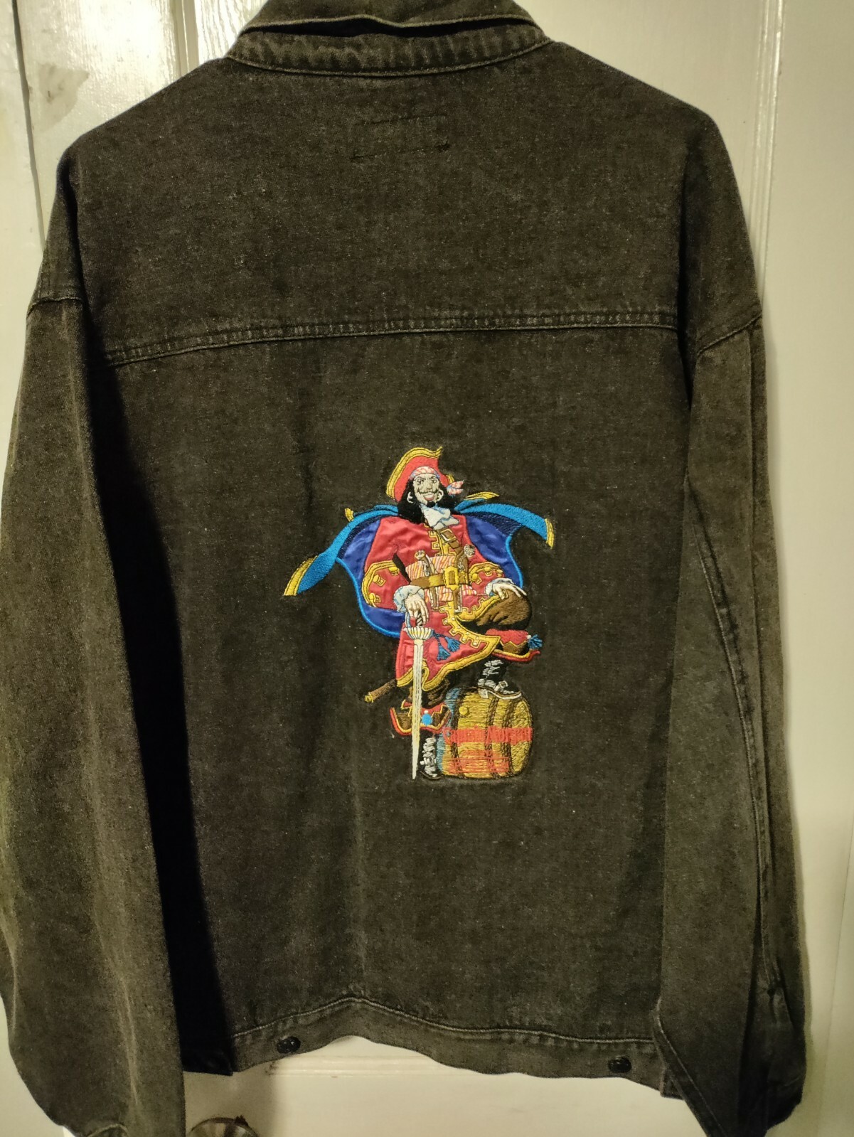 Captain Morgan Men's Vintage Black Denim Jacket Size … - Gem