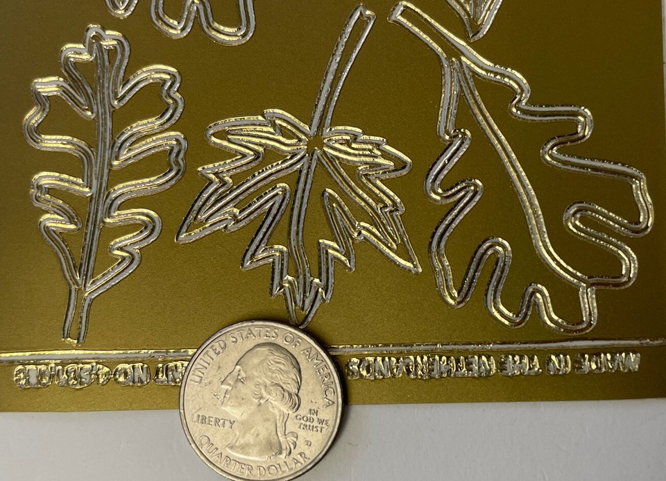 GOLD METALLIC FALLING LEAVES "Outline”Stickers(12pc)Mark Enterprise ...