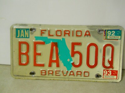 Expired 1992-1993 Florida License Plate Brevard County BEA-50Q | eBay