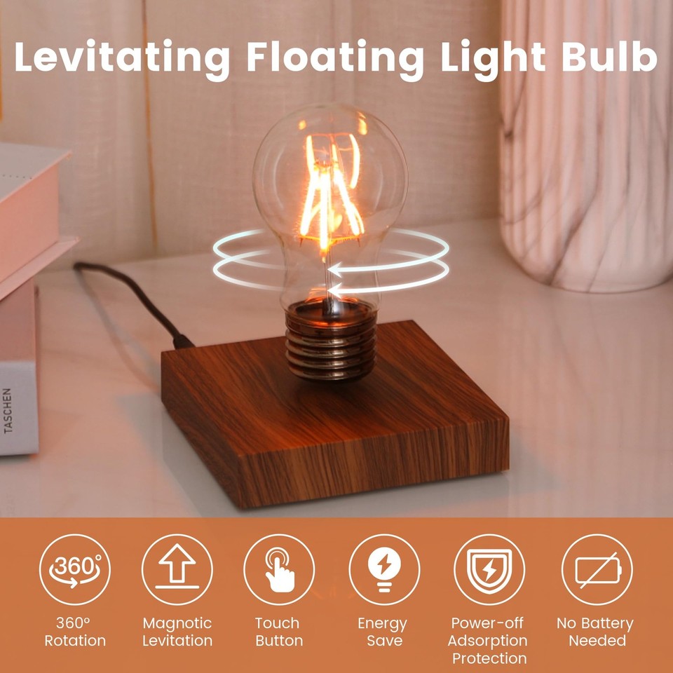 Levitating Lamp,Floating Light Bulb,Magnetic Levitating LED Desk Lamp ...