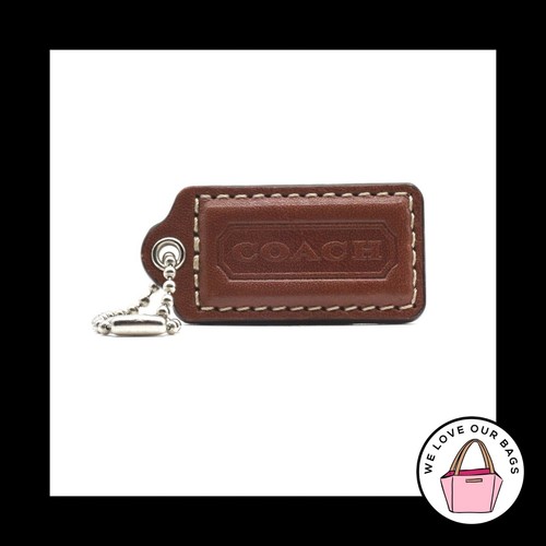 2" Medium COACH Walnut Brown Leather Nickel Key Fob Bag Charm Keychain ...