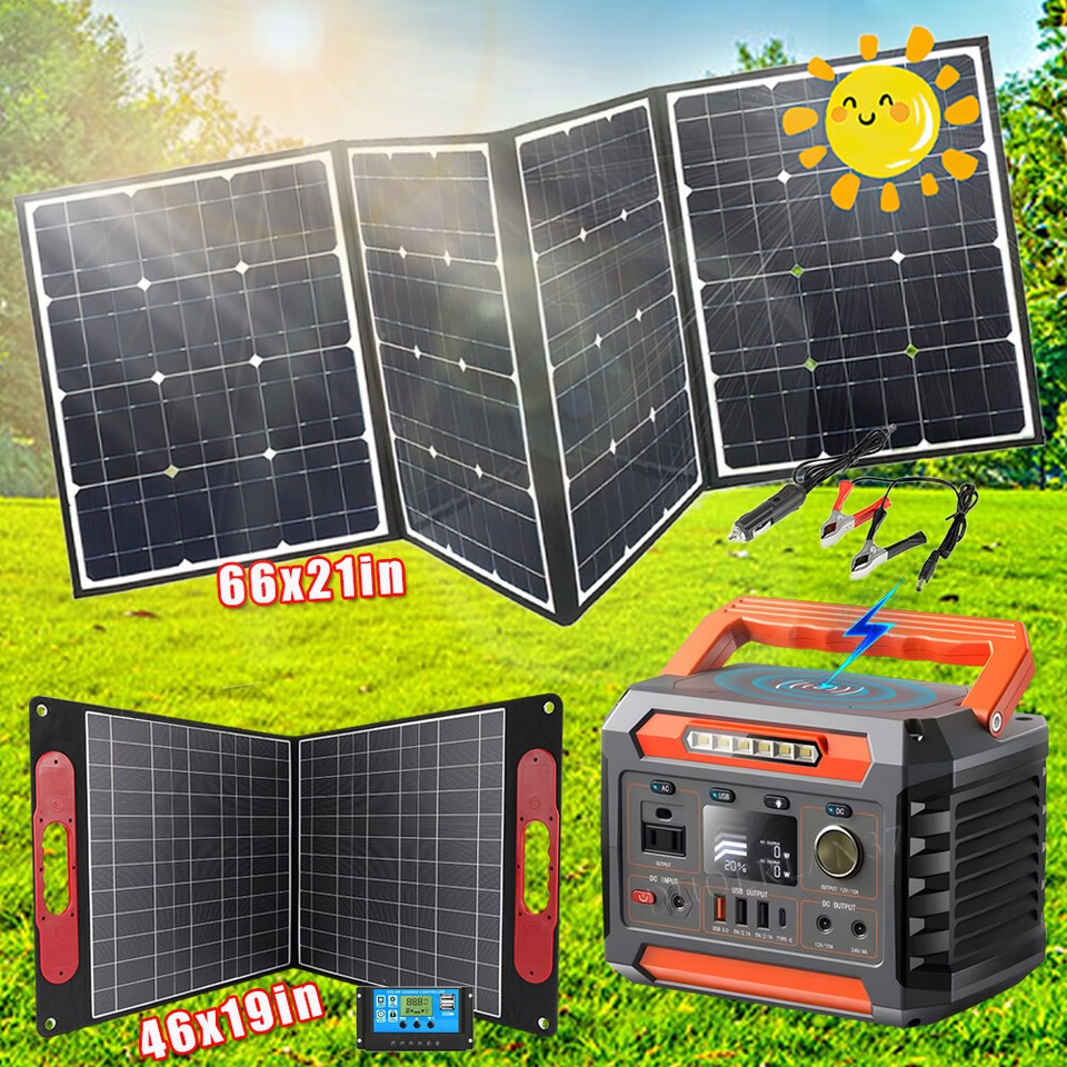 300W Power Station Portable Solar Generator Backup Battery Foldable ...