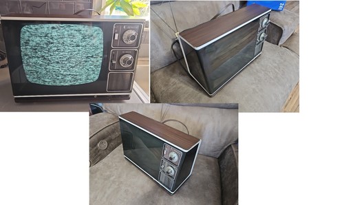 Vintage Mcm Atomic Zenith Solid State CRT Color TV Faux Rose Wood ...