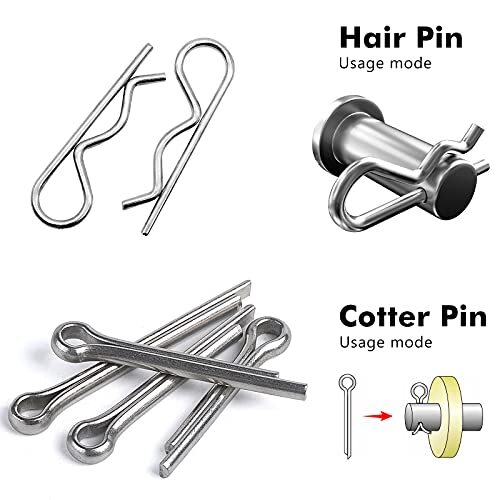 250 Pieces Cotter Pins Assortment Kit 12 Sizes Zinc Plated Stainless ...