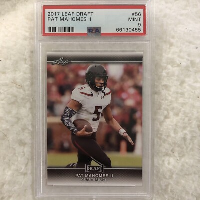 2017 LEAFT DRAFT 🔥PAT MAHOMES II #56 ROOKIE 🔥CARD PSA 9 Grade - QB STUD ...