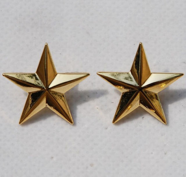 WW2 PAIR US ARMY ONE STAR BRIGADIER GENERAL RANK INSIGNIA BADGES GOLD ...