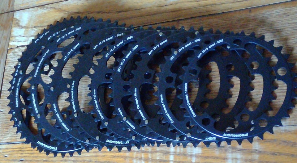 NEW STRONGLIGHT COMPACT 9/10 SPEED BLACK 110BCD (5 BOLT) CHAINRINGS, 34 ...