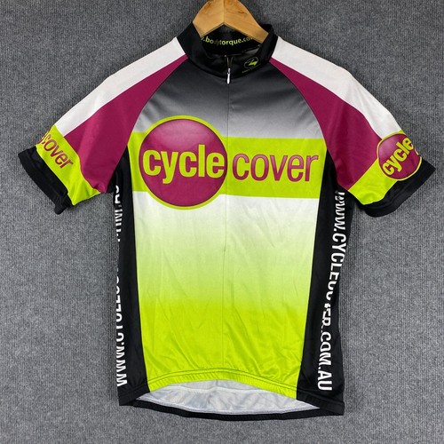 Body Torque Cycling Jersey Mens Small Yellow White Zip Pockets Riding ...