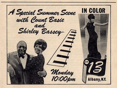 1968 WAST TV AD~COUNT BASIE & SHIRLEY BASSEY~ALBANY,NEW YORK CHANNEL 13 ...