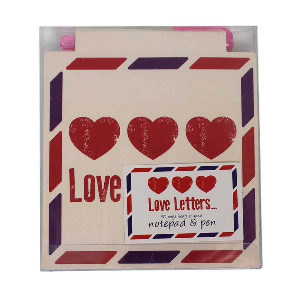 Love Letters Square Notepad and Pen Valentines Day Novelty Gift | eBay
