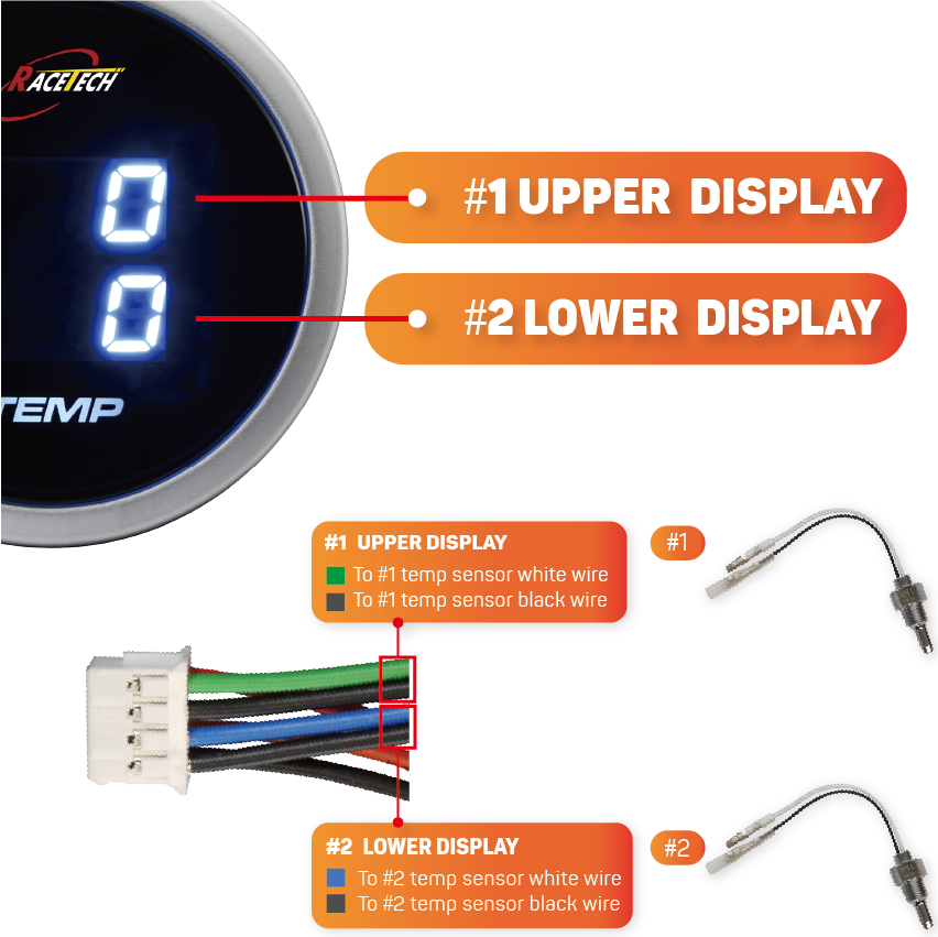 52mm 2-1/16" Digital Dual Temperature Gauge ¬∞F Inside & Outside Blue ...