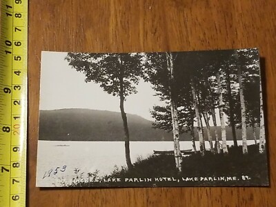 REAL PHOTO POSTCARD RPPC BIRCHES LAKE PARLIN HOTEL MAINE 1953 OLD ...