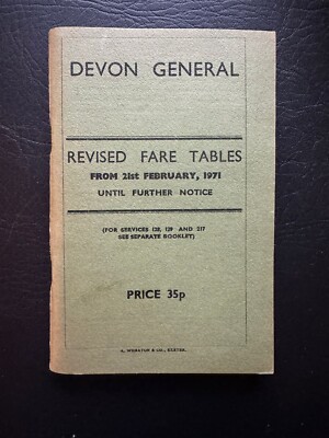 1971 Devon General Western National Exeter Bus Timetable Fare Tables ...