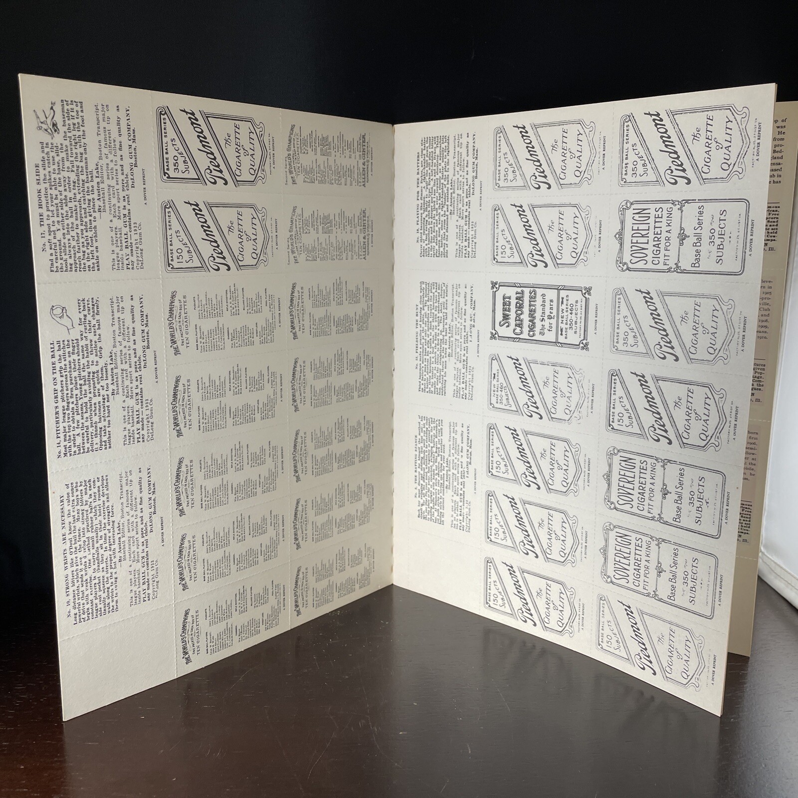 Lot of 8 uncut sheets Babe Ruth Lou Gehrig Big League Chewing Gum Dover ...