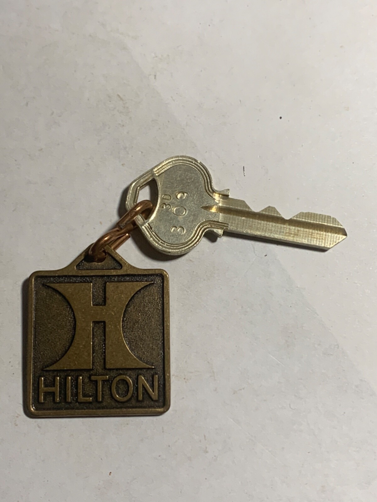 Colonial Hilton Hotel Motel Room Key BRASS Fob with Key Pittsfield Mass ...