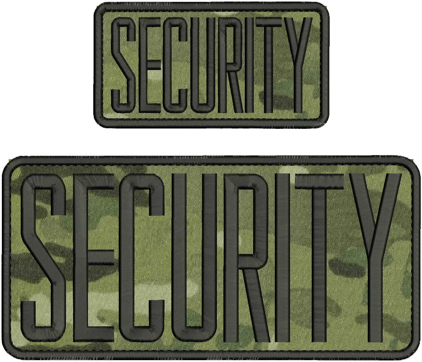SECURITY EMBROIDERY PATCH 5X11 AND 3X6 HOOK ON BACK BLACK ON MULTICAM ...
