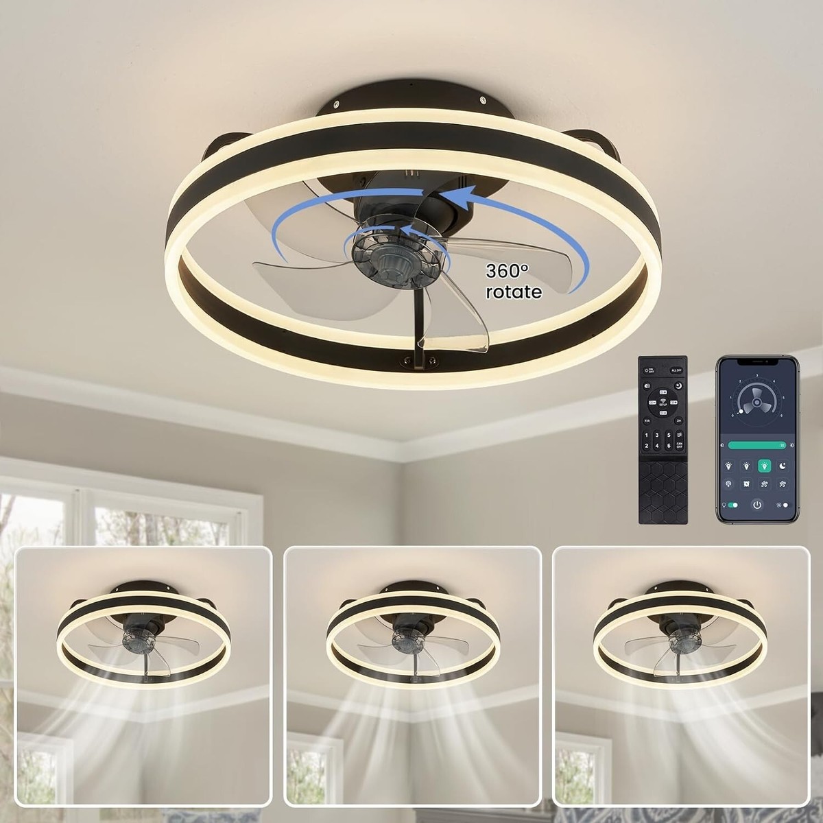 Flush Ceiling Mount Oscillating Fan Fans Ceiling, Floor & Table Fans