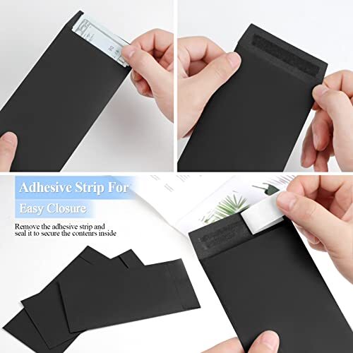 120 Pack 3.2x6.6 Inch Black Kraft Paper Envelopes for Cash Saving ...