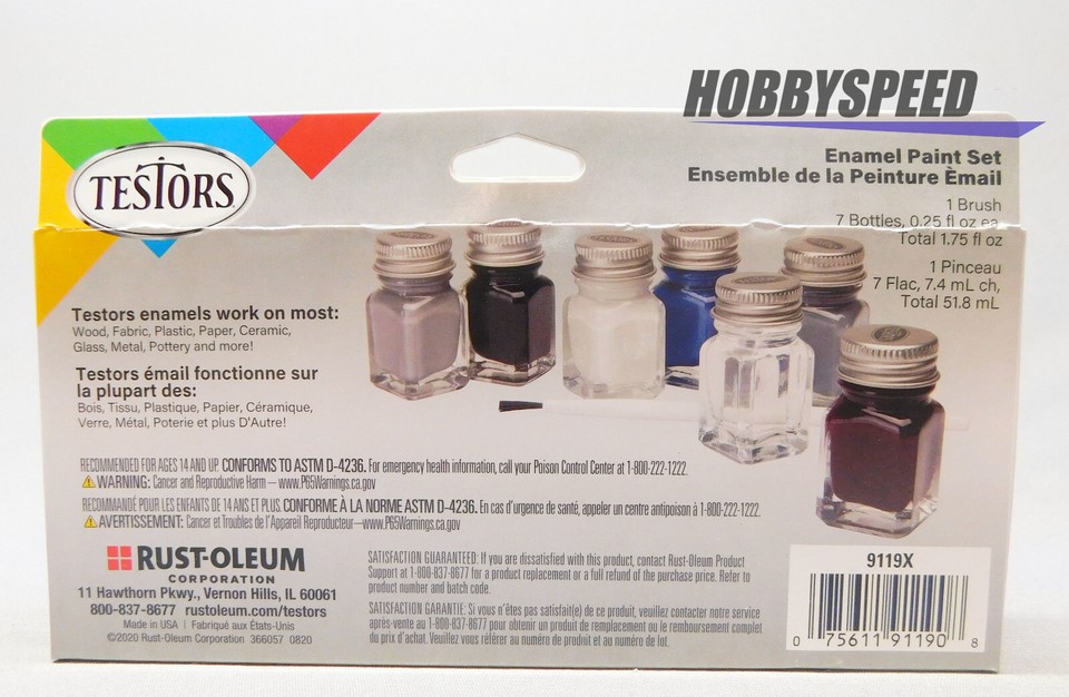 TESTORS PAINT ENAMEL PAINT SET KIT (6) COLORS thinner brush models ...