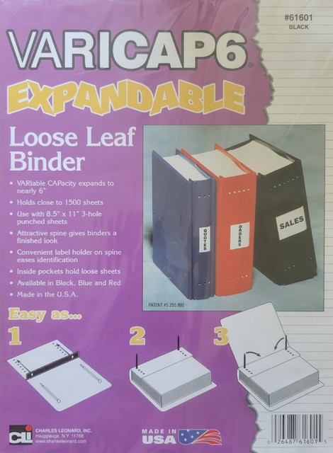 Cli vericap expandable ring binder - letter 8.5" x 11" 6" expansion for ...