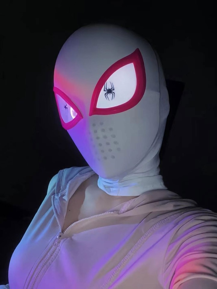 Spider-Man Remote Control Blink Spider-Gwen LED Mask Headgear Cosplay ...
