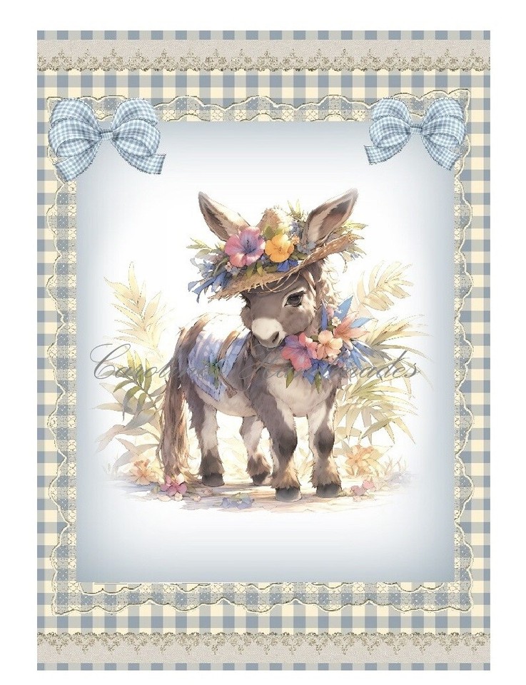 Cute Donkeys In Hats A Designer MULTI-SIZE SET Cotton Fabric Quilt ...