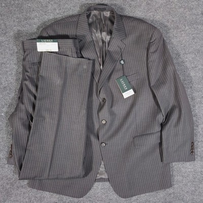 Ralph Lauren 2-Piece Charcoal Pinstripe Suit 48R Jacket 40W Pants New ...