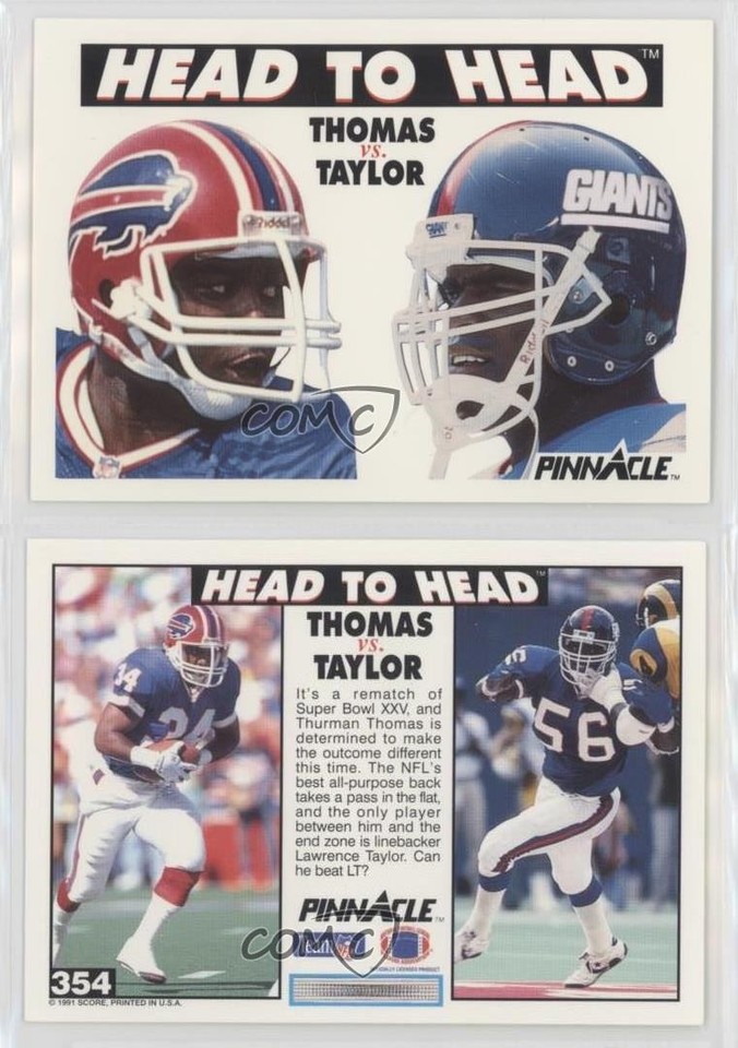1991 Pinnacle Thurman Thomas Lawrence Taylor #354 HOF 14pi | eBay