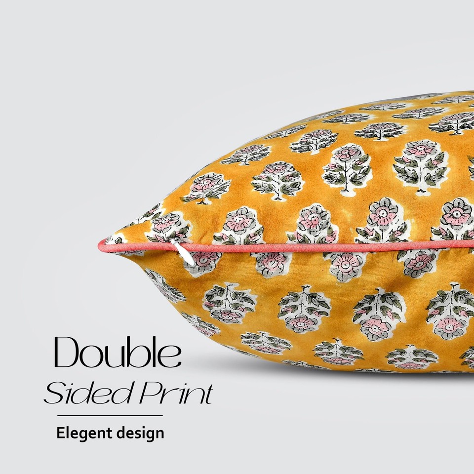 CPC Yellow Citrine 100% Cotton Block Print Sham Cover 12x20 inch ...