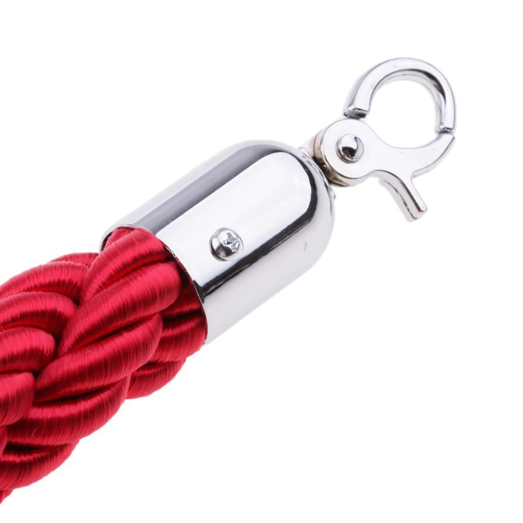 1.5 Meter Braided Rope Red with Silver End Stanchion Twisted Queue Line ...