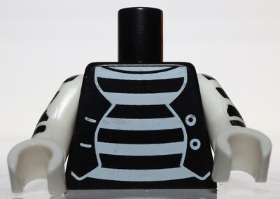 Lego Black Torso Mime Shirt White Stripes White Button Vest | eBay