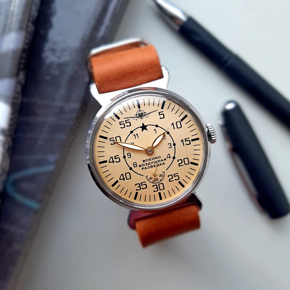 Mechanical watch POBEDA Aviator military watch men's vintage wrist ...