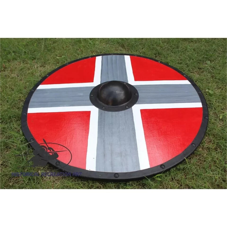 Medieval Wooden Viking Round Battle worn Boss Shield for Reenactment ...