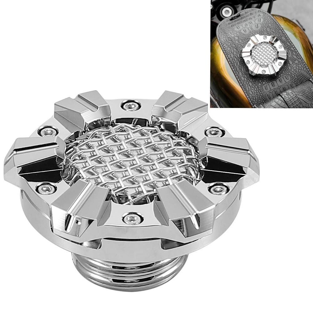 Motorcycle Mesh Fuel Gas Tank Cap Cover Aluminum for Harley Sportster ...