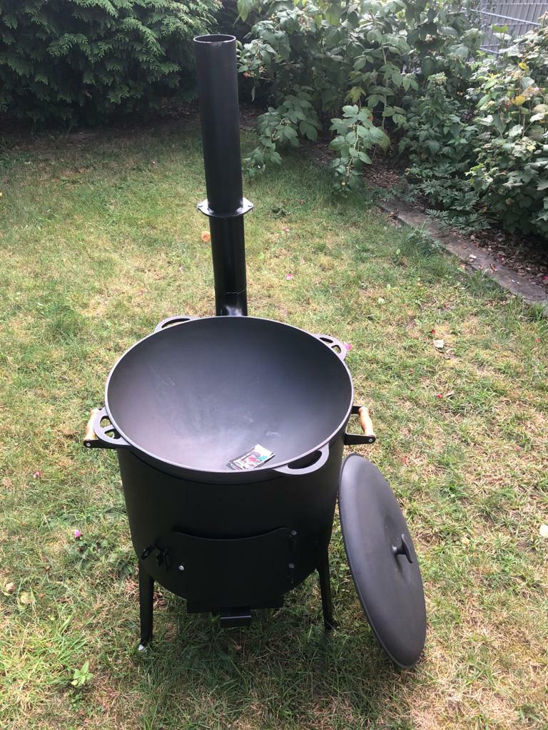 Utschak + Kasan 22 L Gusseisen Казан Учак Учаг Kazan Kochtopf mit Rohr ...