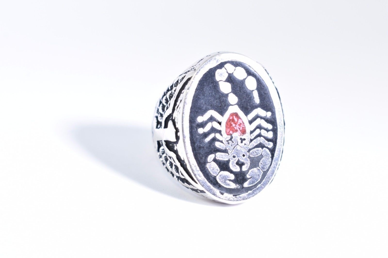 1980's Vintage Silver White Bronze Size 13 Men's Stone Inlay Scorpion ...