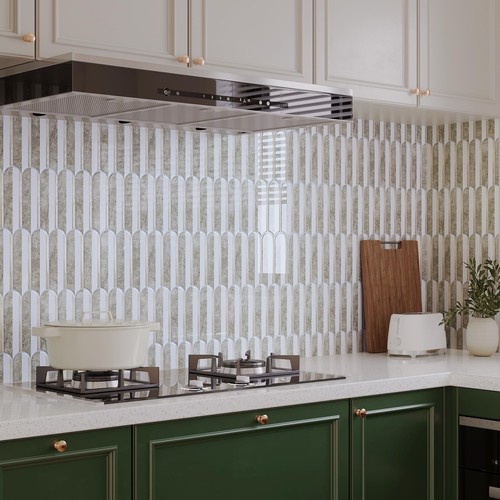 10 Sheets Kitchen Backsplash Tiles Peel and Stick Long Fish Scale Tile ...