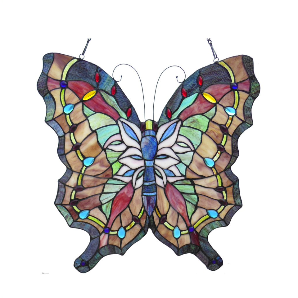 PAPILIO Tiffany-glass Butterfly Window Panel 22x22 13964815382| eBay