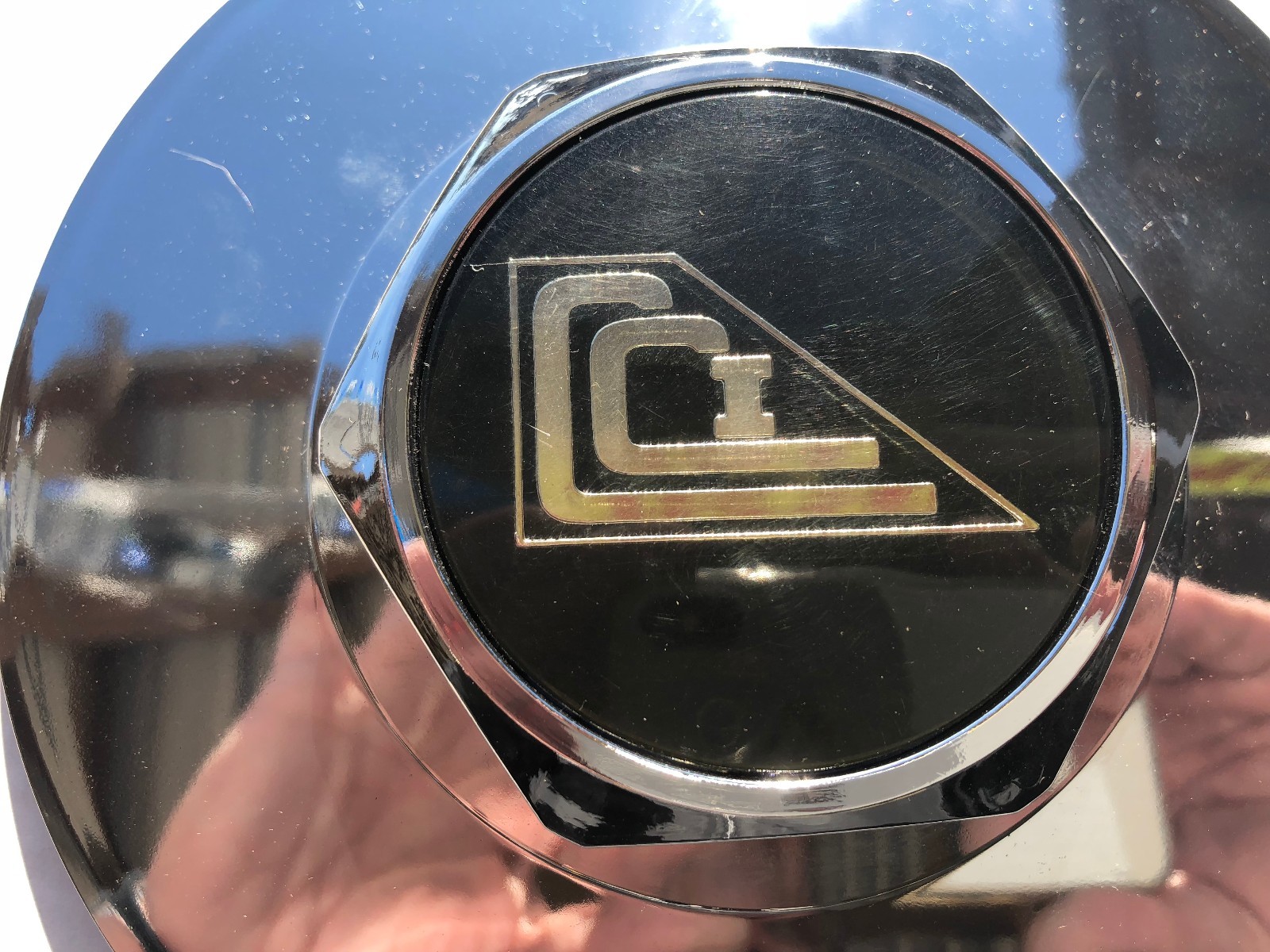 CCI Wheels- CHROME Replacement WHEEL Center CAP BLACK EMBLEM (1 EA ...