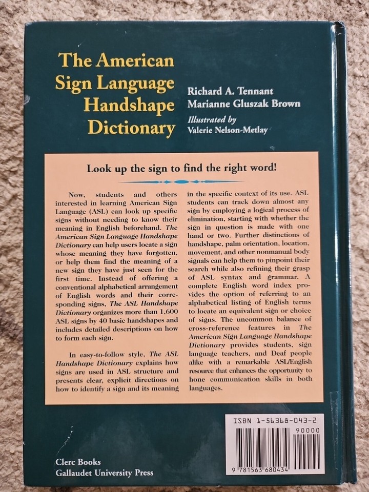 The American Sign Language Handshape Dictionary by Marianne Gluszak ...