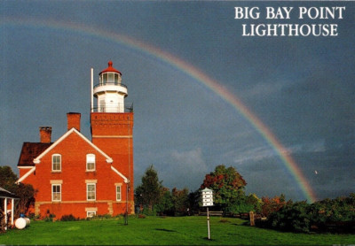 BIG BAY POINT LIGHTHOUSE CONTINENTAL POSTCARD Built 1896, Now Bed ...