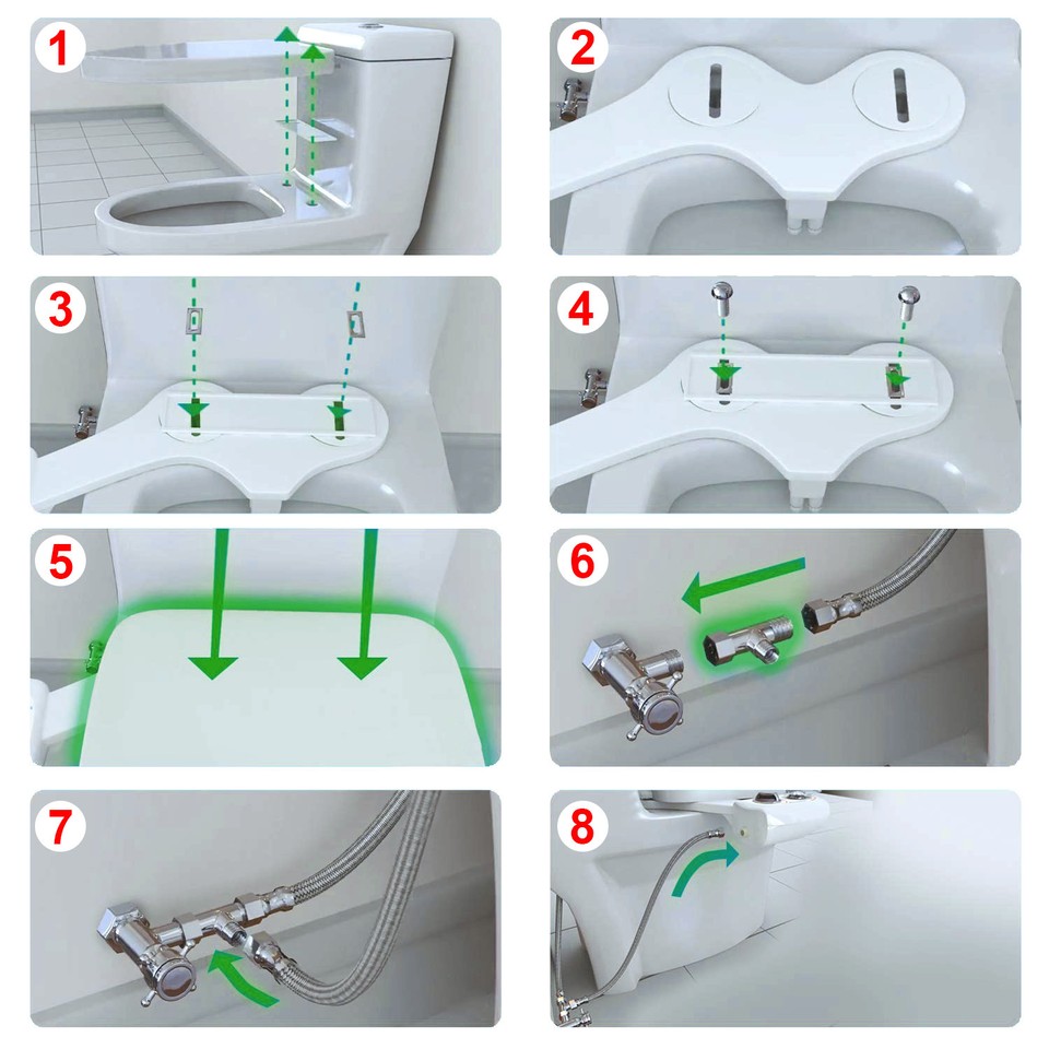 Non-Electric Bidet Water Spray Bidet Toilet W/ Dual Nozzle Seat Cover ...