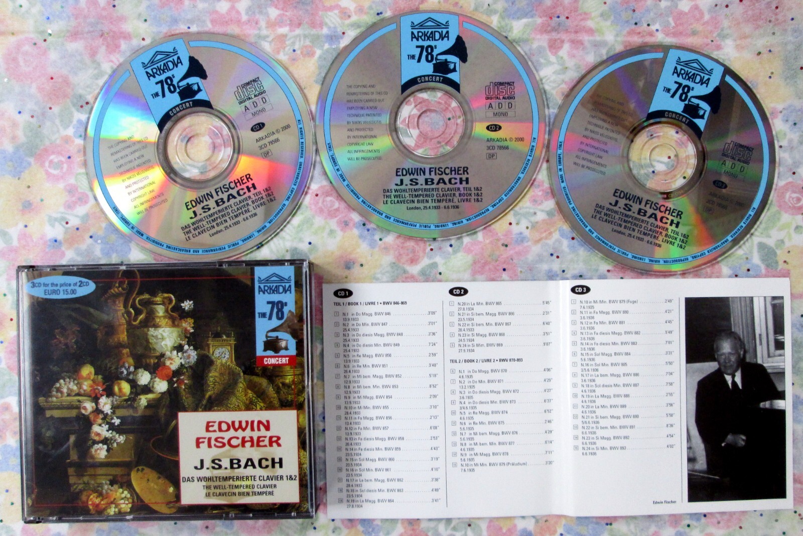 EDWIN FISCHER ~ JS Bach Das Wohltemperierte Clavier 1 & 2 / 2000 3CD ...