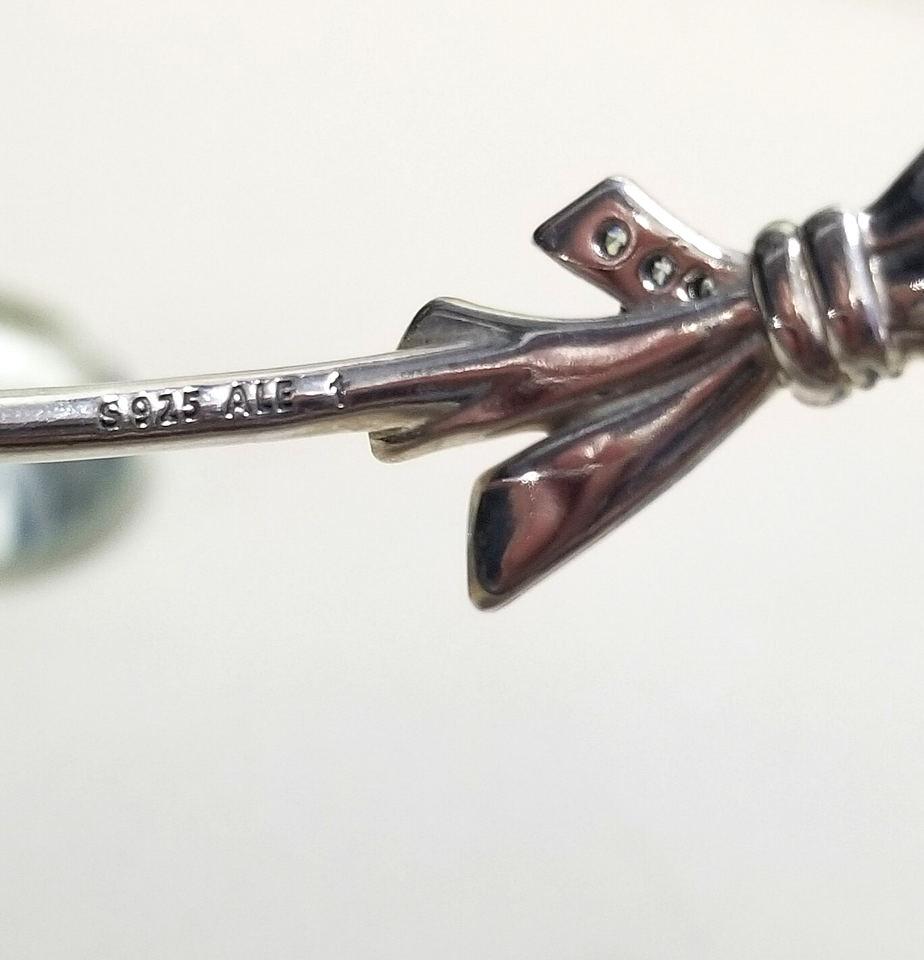 Authentic Pandora Sterling Silver Brilliant Bow Bangle Bolo Bracelet CZ ...