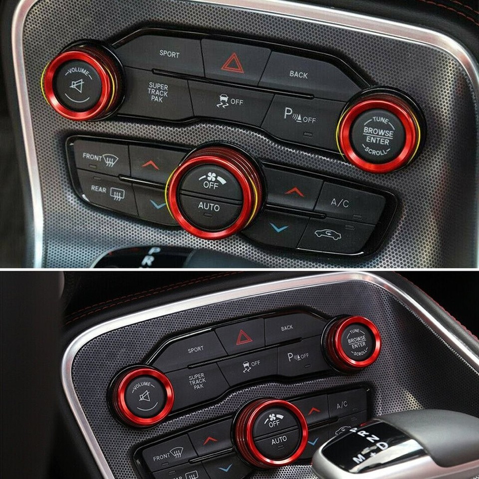 AC 3pcs Switch Button Volume Trim Ring Knob Covers for Dodge Charger ...
