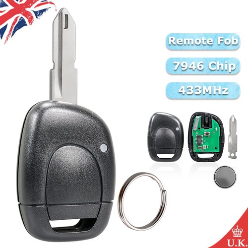 1 Button Remote Head Car Key Fob 433MHz PCF7946 Chip for Renault Clio ...