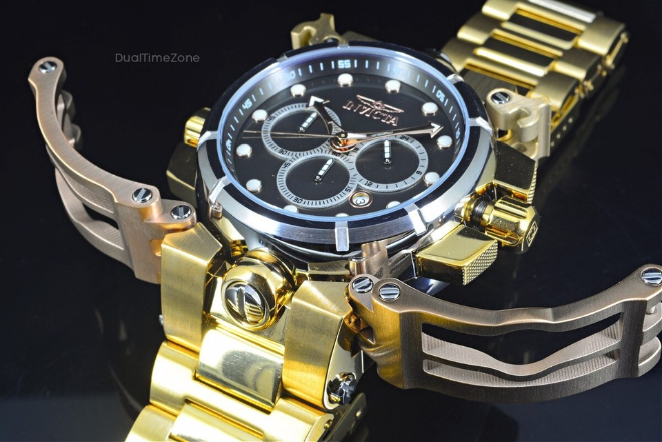 Invicta Reserve Transatlantic 53mm Quartz Dual Dial Watch Gold Bracelet ...