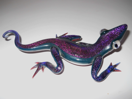 Signed Scott Bisson 1999 Art Glass Sculpture Figure Lizard Skink Gecko ...