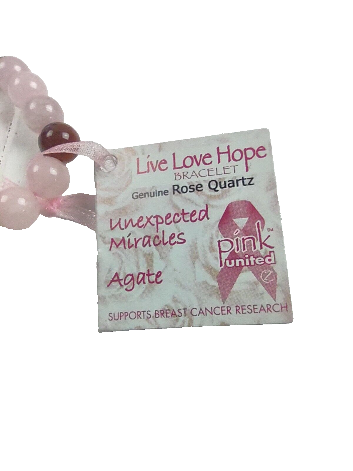 Zorbitz Beaded Bracelet Rose Quartz Live Love Hope Unexpected Miracles ...