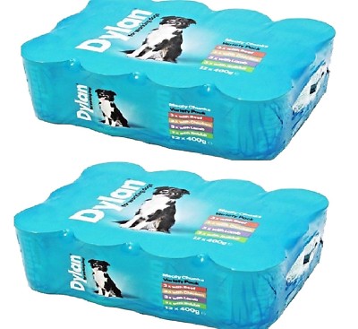 DYLAN VARIETY x24 - 400g (12pack x2) - Wet Dog Food Canned Feed bp Tin ...